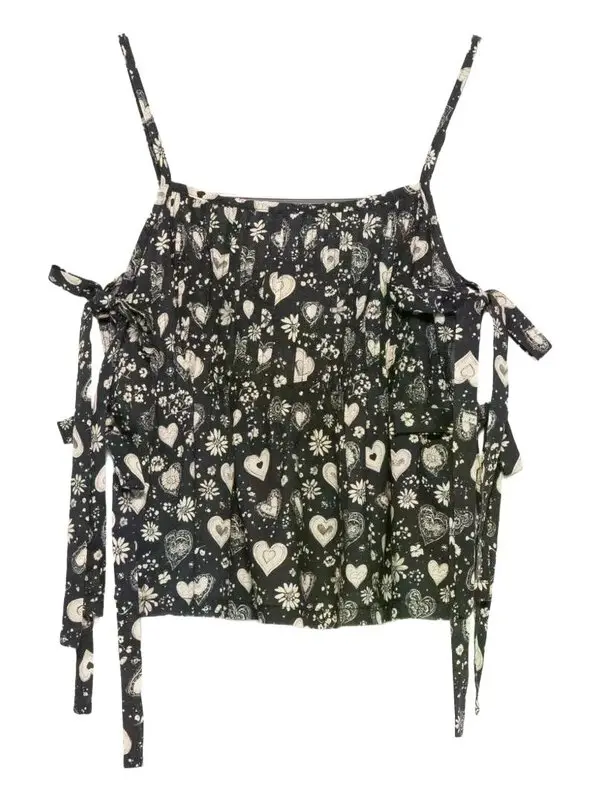 R13 Floral-print Top - Black