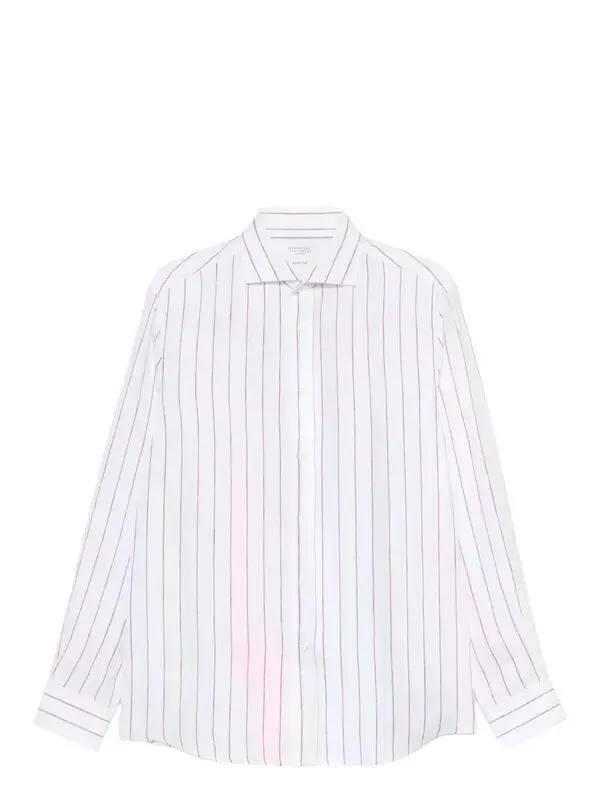 Brunello Cucinelli Striped-pattern Linen Shirt - White