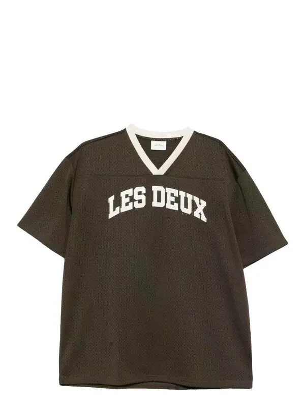 LES DEUX V-neck Perforated T-shirt - Brown