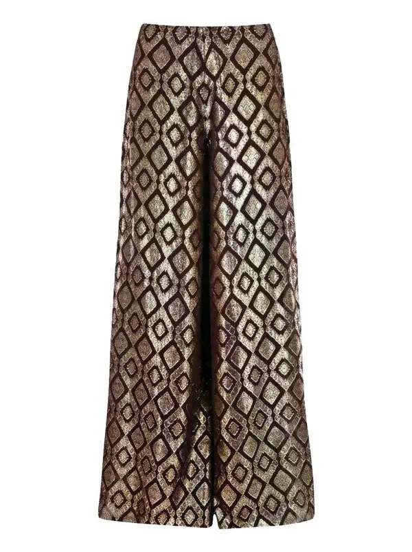 Alexis Maxine Diamond-pattern Palazzo Pants - Brown