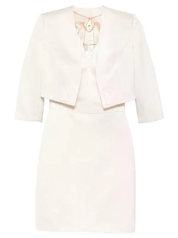 Elisabetta Franchi Logo Cropped Jacket Dress - Neutrals