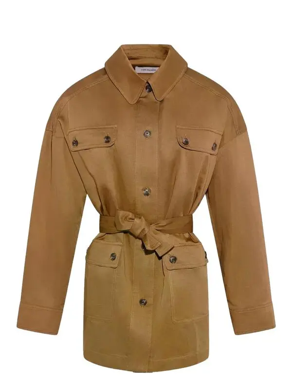 YVES SALOMON Linen Shirt Jacket - Brown