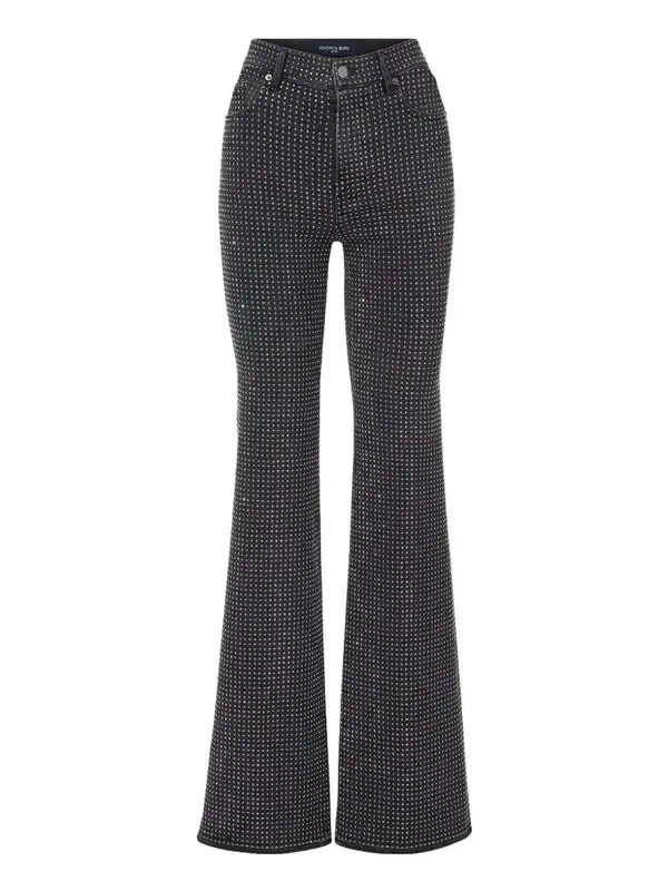 Veronica Beard Crosbie Rhinestone Wide-leg Jeans - Black