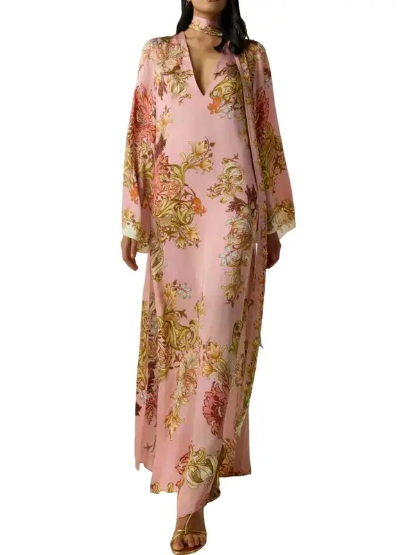 Hemant & Nandita Floral-print Maxi Dress - Pink