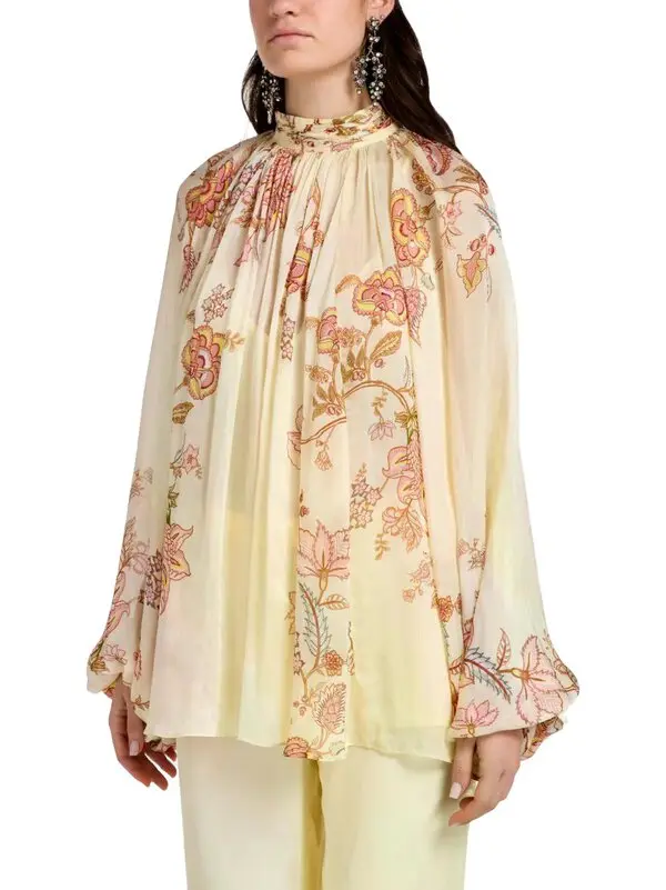 Hemant & Nandita Floral-print Blouse - Neutrals