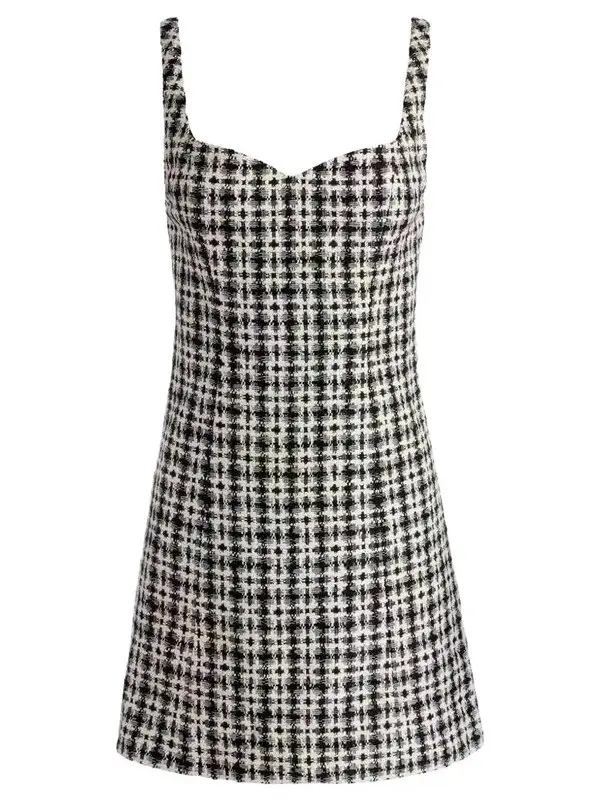 Alice + Olivia Sweetheart Checked Mini Dress - Black