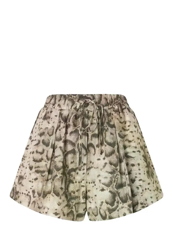 Pinko Animal-print Drawstring Trousers - Neutrals