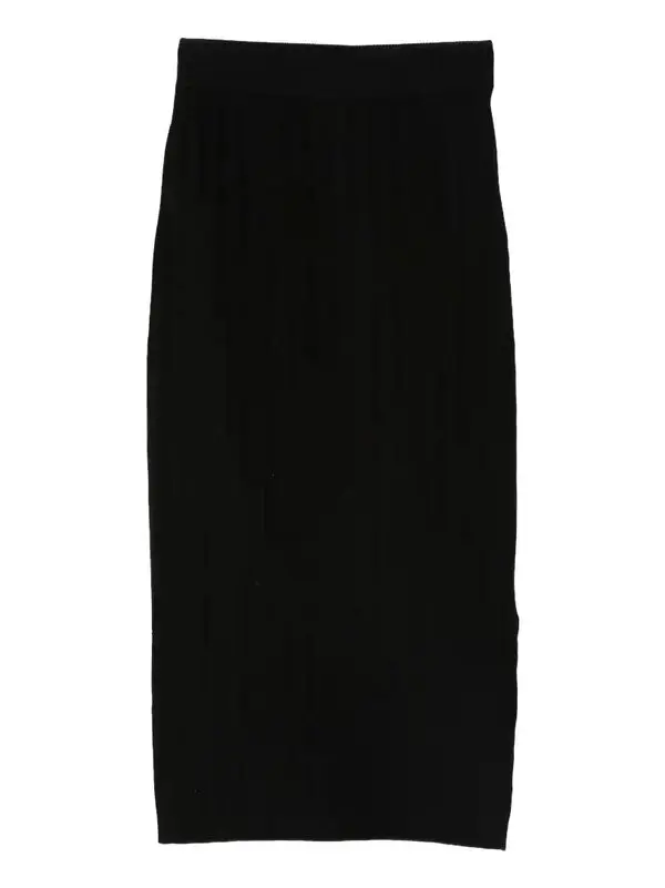 Eric Bompard Ribbed Knit Midi Skirt - Black