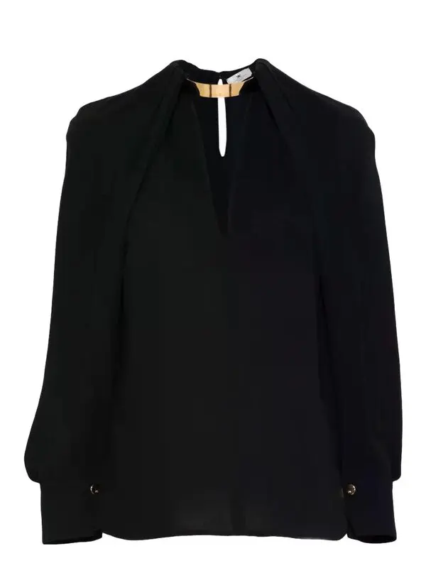 Elisabetta Franchi Choker V-neck Blouse - Black