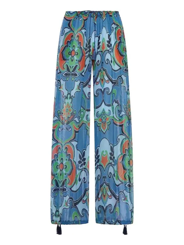 Etro Floral-print Trousers - Blue
