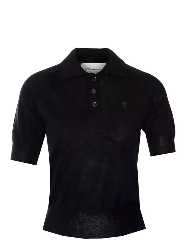 Ami Buttoned Polo Shirt - Black