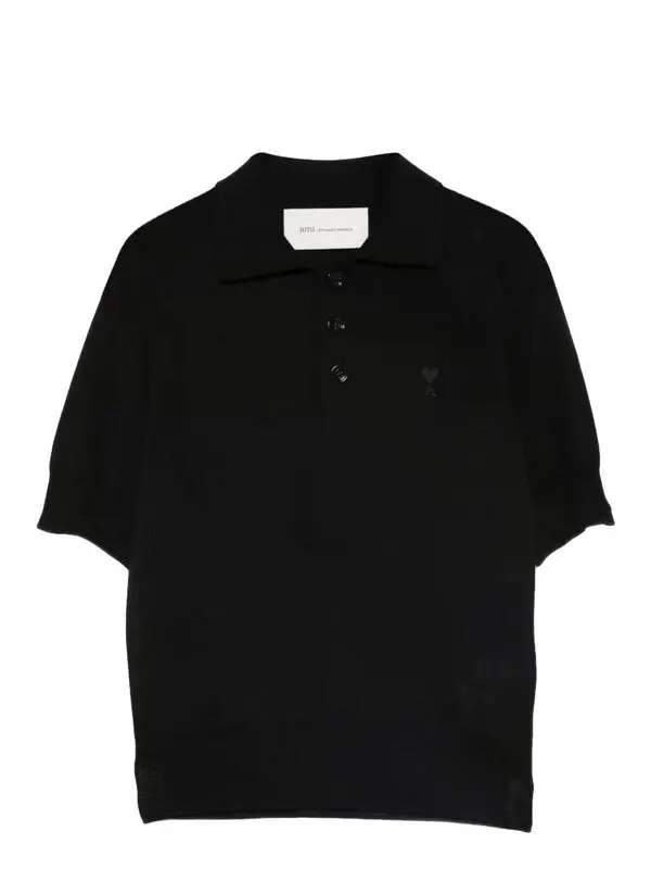 Ami Buttoned Polo Shirt - Black