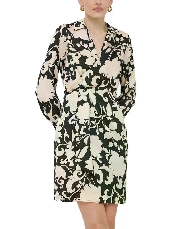 MORGAN Floral V-neck Mini Dress - Black