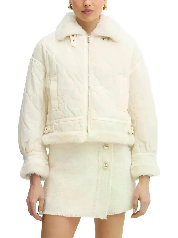 MORGAN Quilted Jacket With Faux Fur Collar - Neutrals