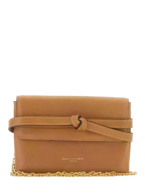 GIANNI CHIARINI Leather Clutch With Chain Strap - Neutrals