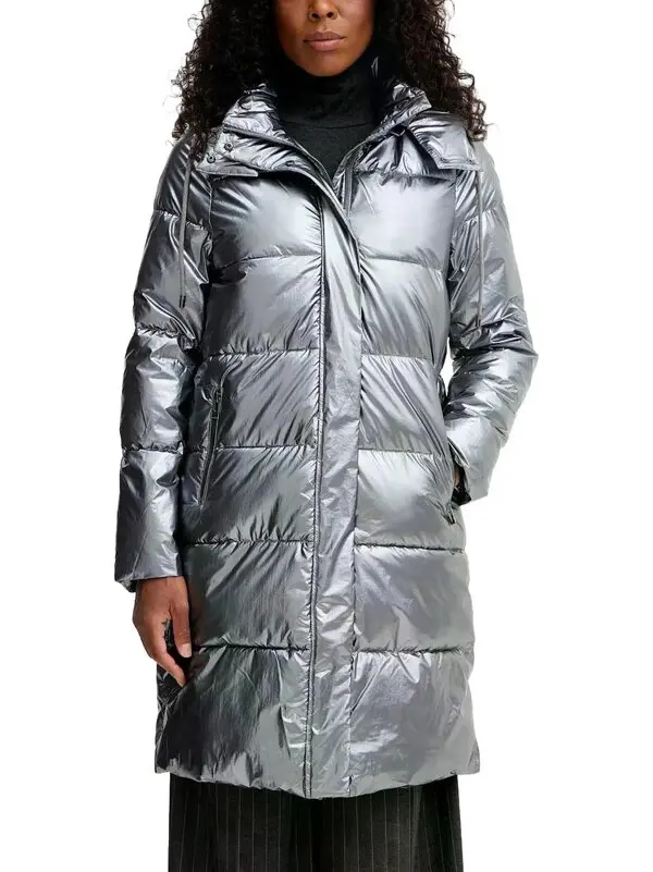 MORGAN Quilted Hooded Coat - Silver
