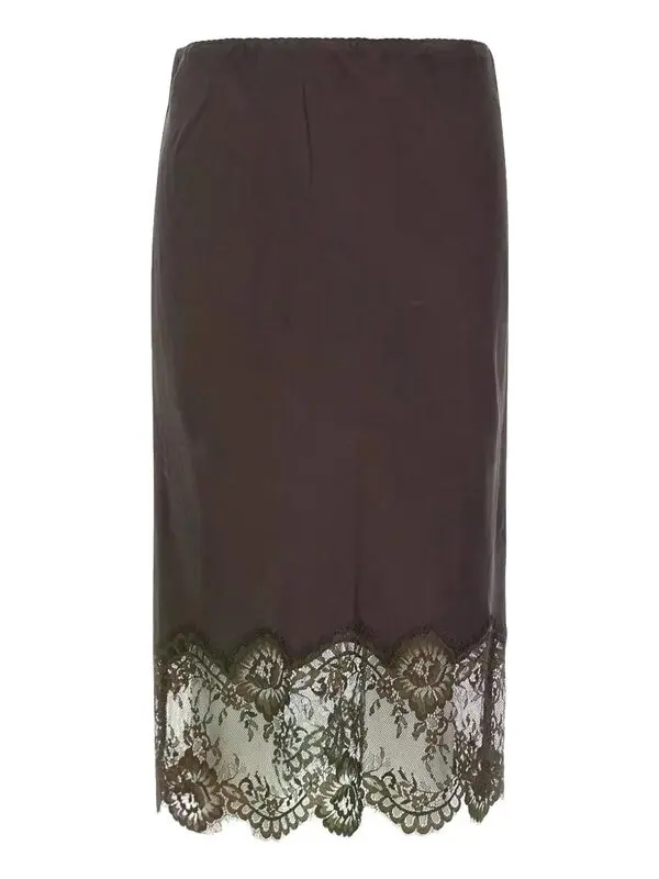 HERSKIND Fitted Skirt With Lace Trim - Brown