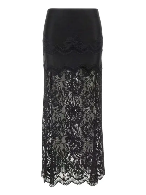 Rabanne Floral-lace Midi Skirt - Black