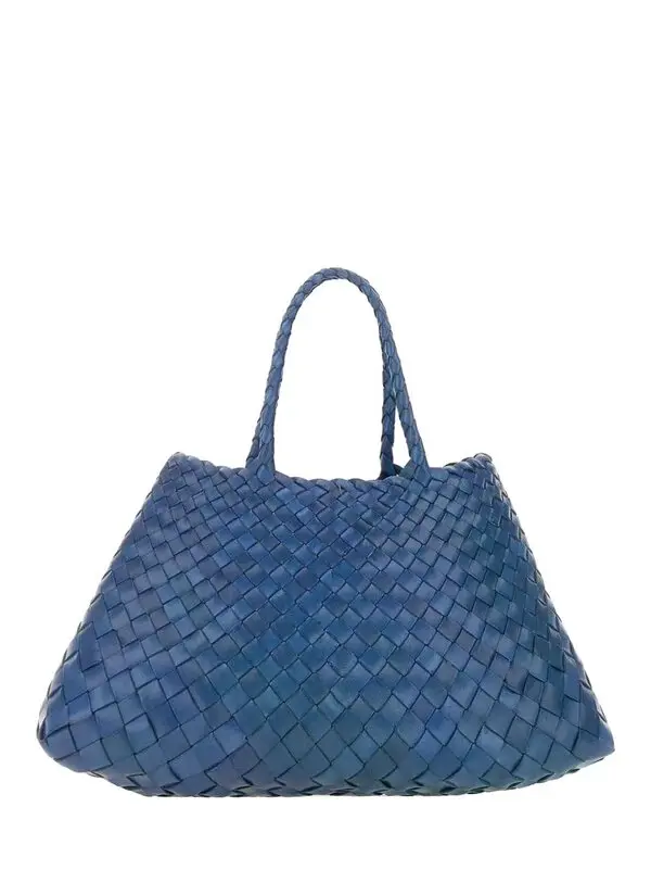 Dragon Diffusion Small Santa Croce Hand-woven Leather Tote Bag - Blue