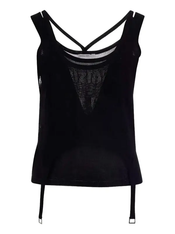 Patrizia Pepe Crossover-strap Top - Black