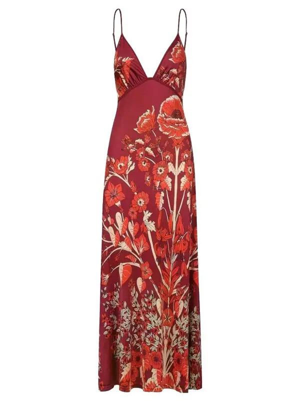 Johanna Ortiz Sendero De Astromelias Maxi Dress - Red