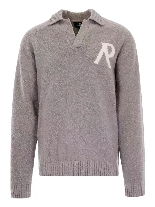 REPRESENT Polo-collar V-neck Sweater - Grey
