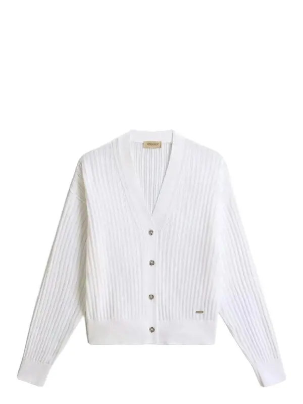 Woolrich V-neck Ribbed Cardigan - White