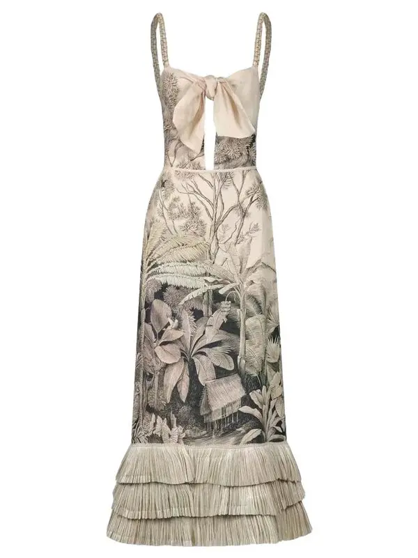 Johanna Ortiz Invictus Graphic-pattern Midi Dress - Neutrals
