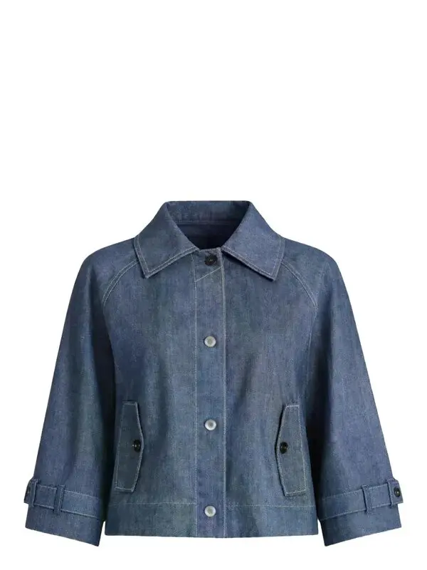 Liviana Conti Buttoned Rear-pleat Denim Jacket - Blue