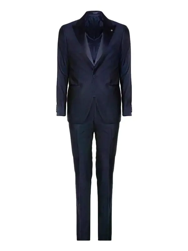 Tagliatore Satin Lapel Tailored Suit - Blue