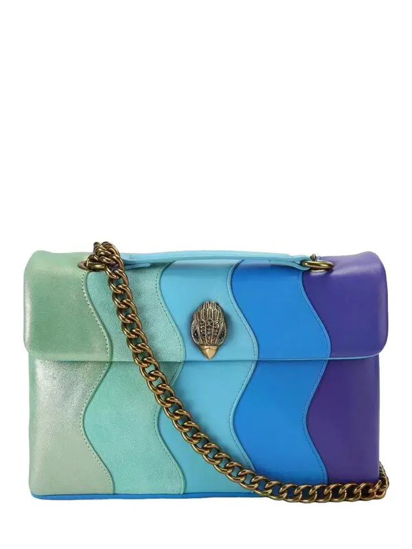 Kurt Geiger Kensington Waved Eagle Leather Shoulder Bag - Blue