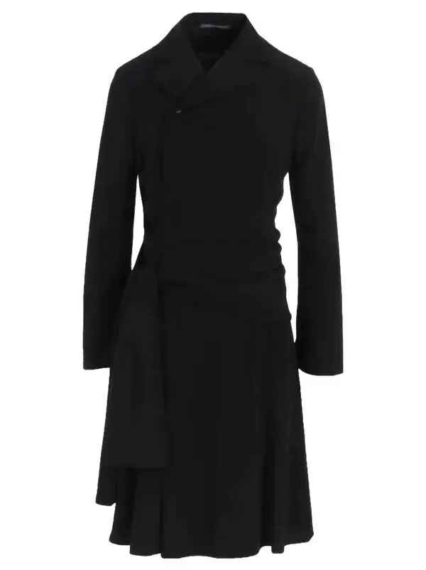 Yohji Yamamoto Long-sleeved Wrap Dress - Black