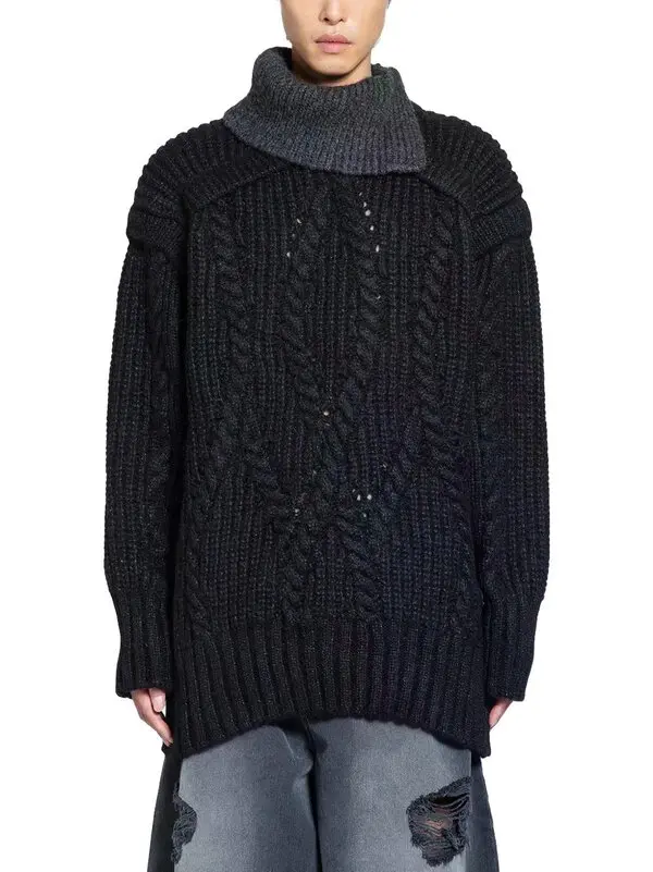 Simone Rocha Contrast High-neck Knit Jumper - Black