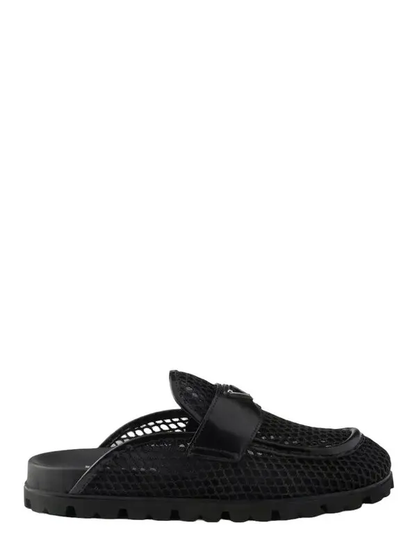 Prada Triangle Logo Mules - Black