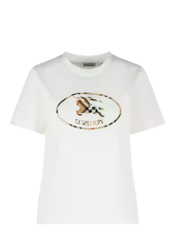 Burberry Logo Embroidered T-shirt - White