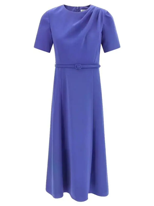 Carolina Herrera Draped Crewneck Dress - Blue