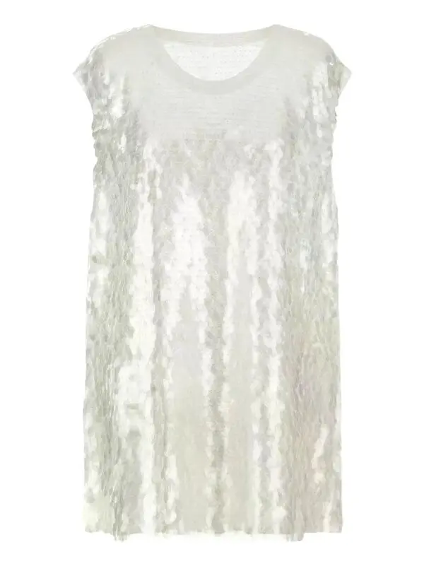 Norma Kamali Boyfriend Sequin Top - White