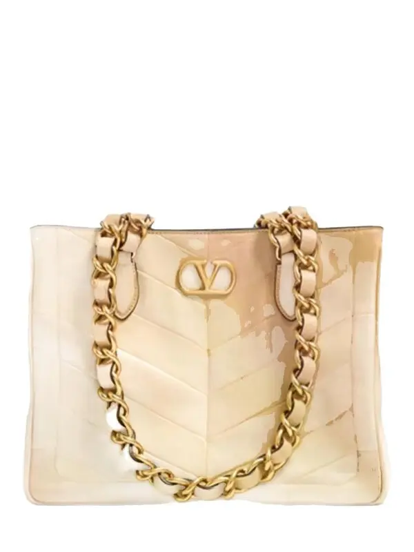 Valentino Garavani Laseine Leather Shoulder Bag - Neutrals