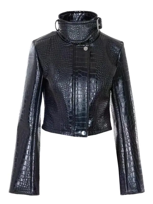Sportmax Alligator-print Cropped Jacket - Black