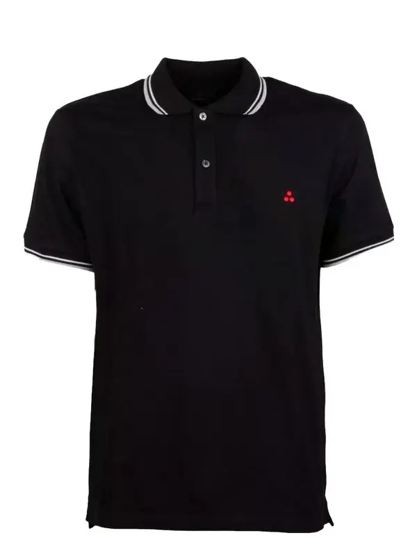 Peuterey Striped Trim Polo Shirt - Black