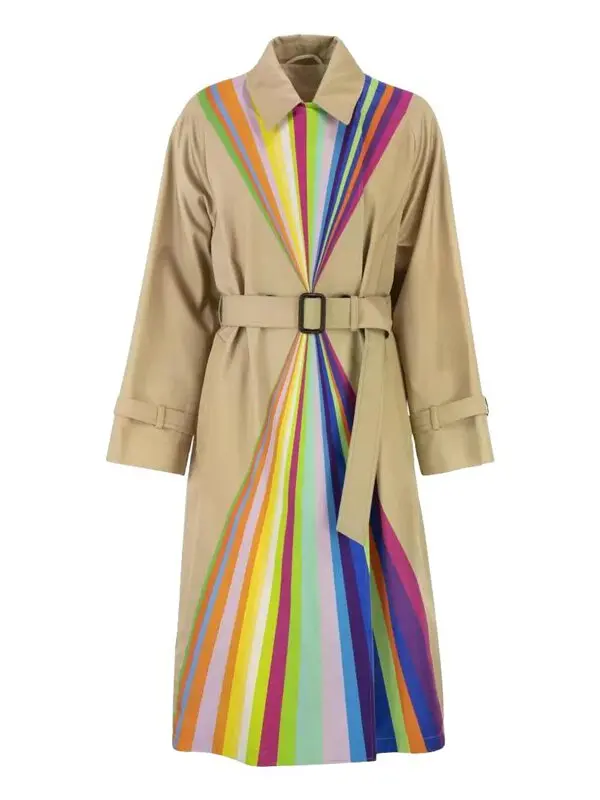Max Mara Wkspalanca Rainbow-print Belted Trench Coat - Neutrals