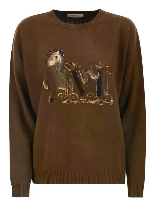 Max Mara Monogram Embroidered Sweater - Brown
