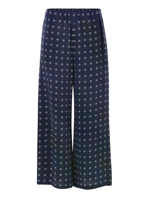 Max Mara Printed Elasticated Silk Trousers - Blue