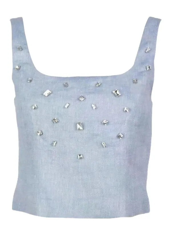 Marella Embellished Crop Top - Blue