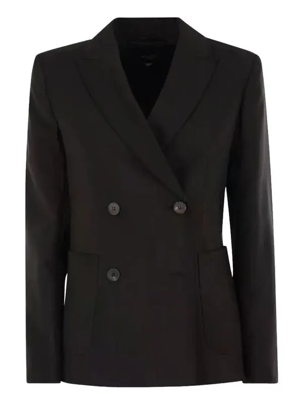 Max Mara Double-breasted Notched Wool Blazer - Black