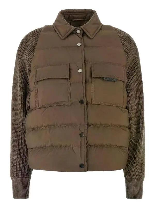 Brunello Cucinelli Ribbed-sleeve Quilted Jacket - Brown