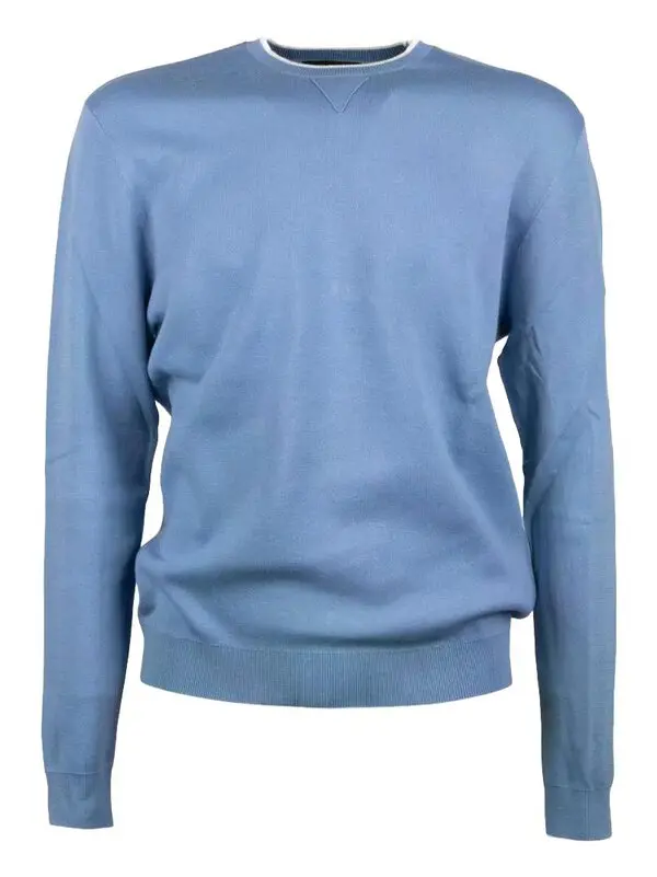 Peuterey Ribbed Trim Crew-neck Sweater - Blue
