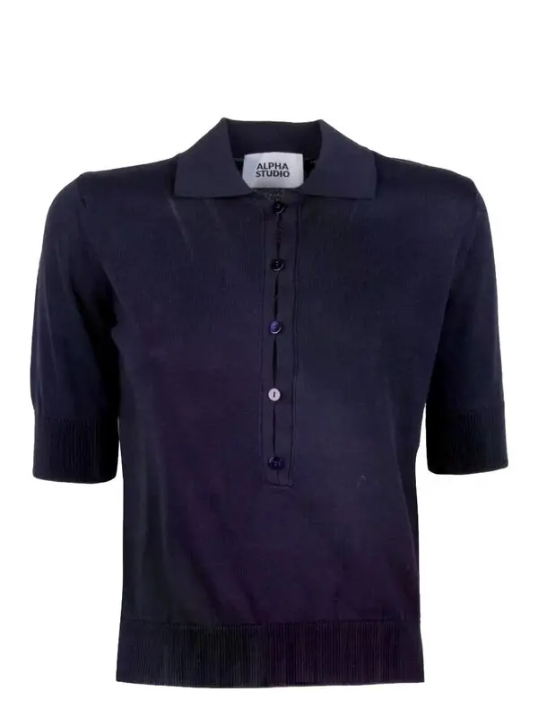 Alpha Studio Polo-collar Top - Blue