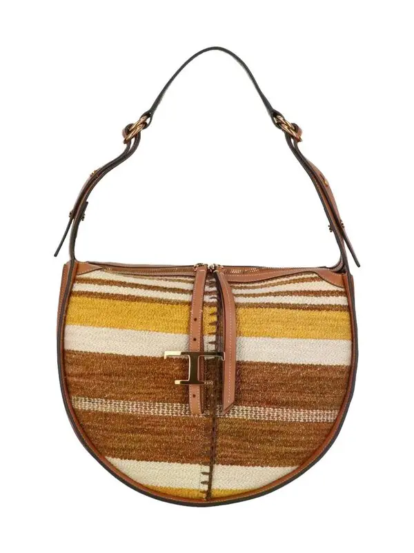 TOD'S Striped Logo Shoulder Bag - Neutrals