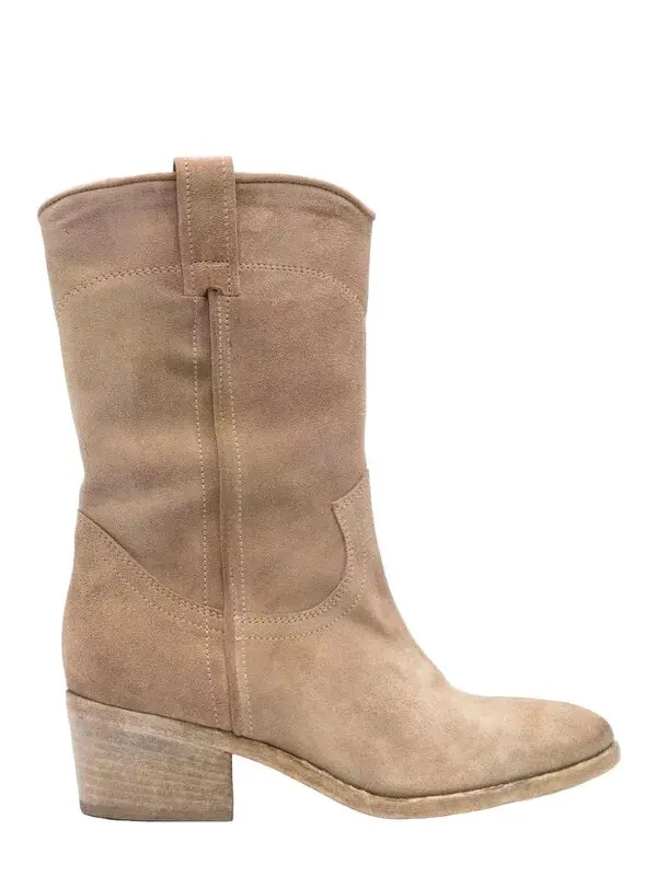 CURIOSITÈ Leather Cowboy Boots - Neutrals